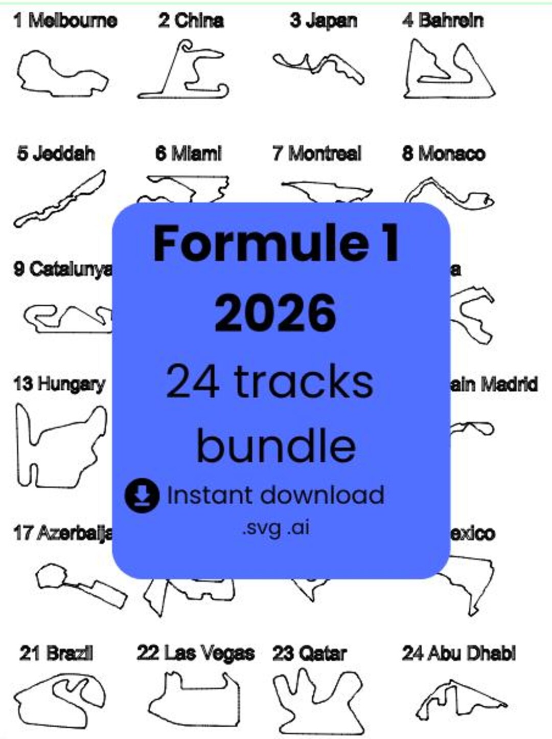 Formula 1 - 2026 | F1 Tracks | All 24 Circuits .svg .ai | SVG Bundle ...