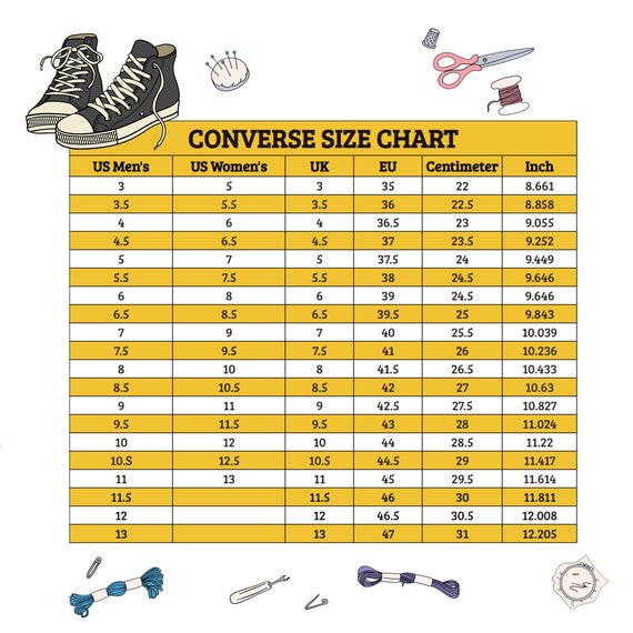 Converse Sneakers Size Chart
