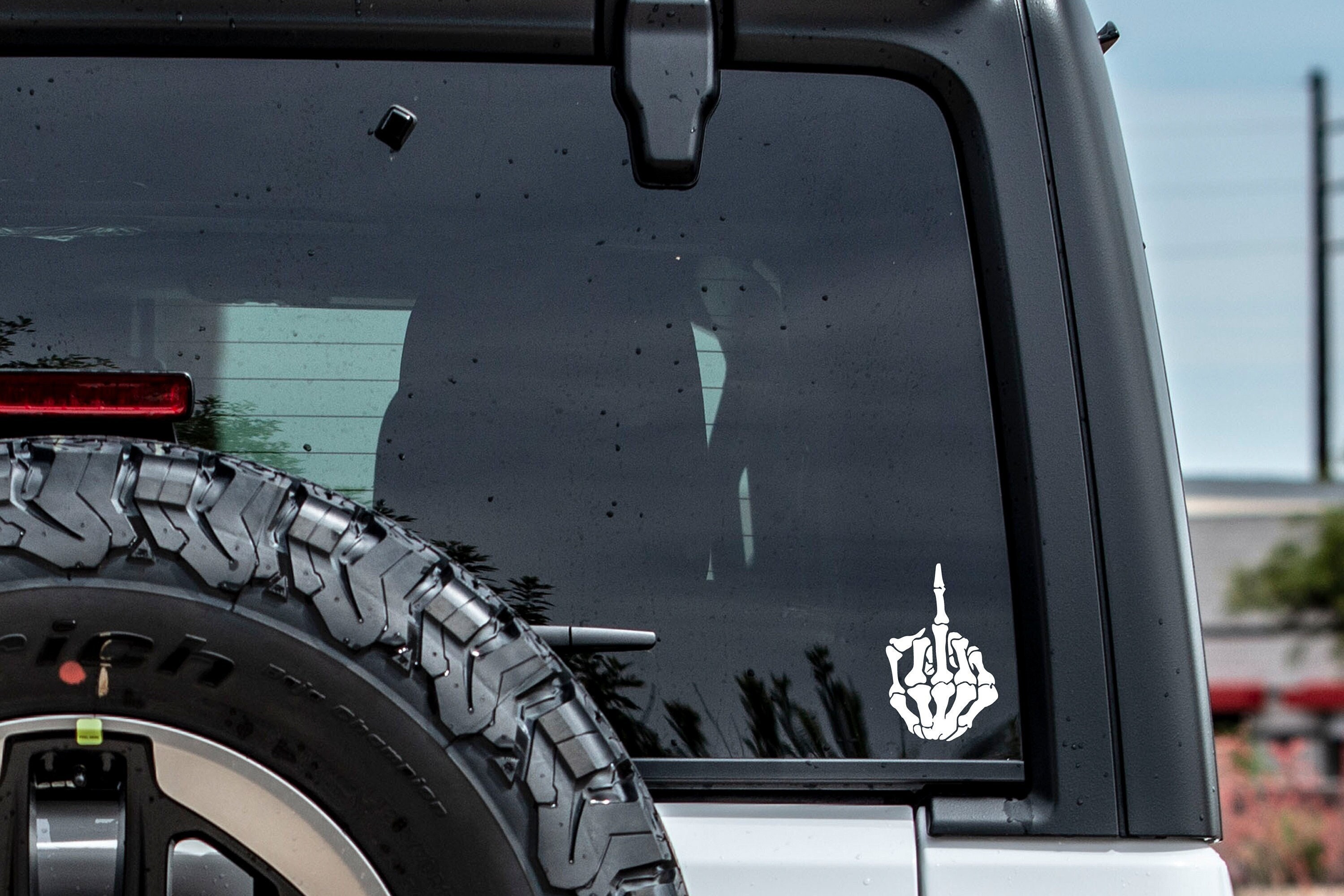 Skeleton Middle Finger Vinyl Decal - Car Decal, Window Decal, Permanent ...