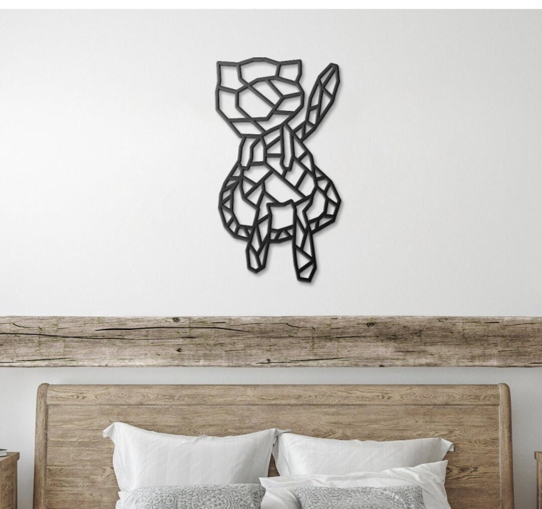 Mew Metal Wall Art, Pokemon Sign, Home Decor, Geometric Art, Gift for ...