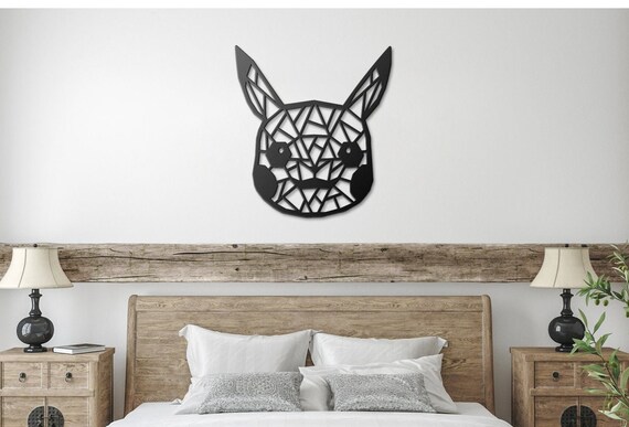 Pikachu Metal Wall Art Decor Geometric Sign Pokemon Anime | Etsy