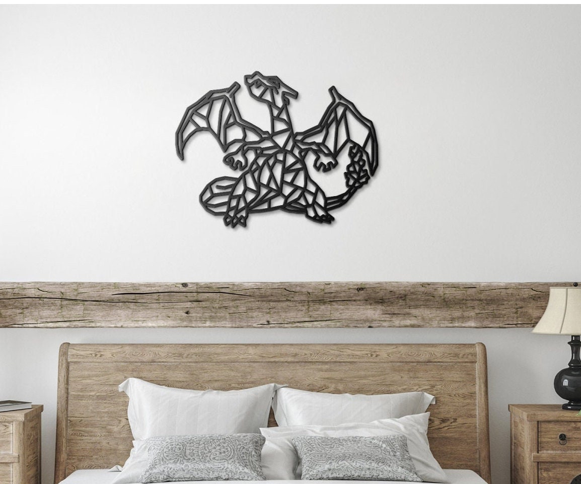 Charizard Metal Wall Art, Pokemon Sign, Versión Pokedex, Decoración del ...