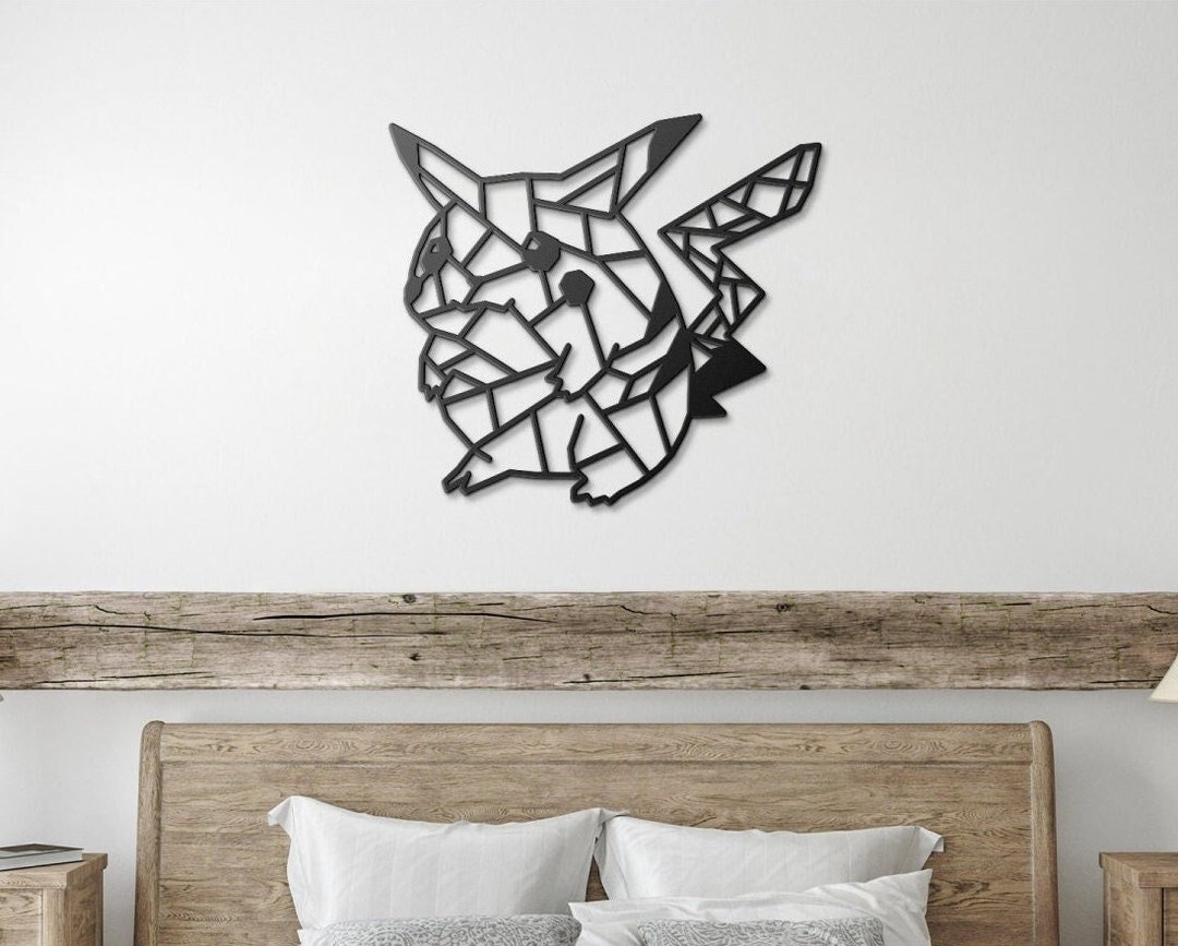 Geometric Pikachu Metal Wall Art, Pokemon Sign, Gamer Decor - Etsy