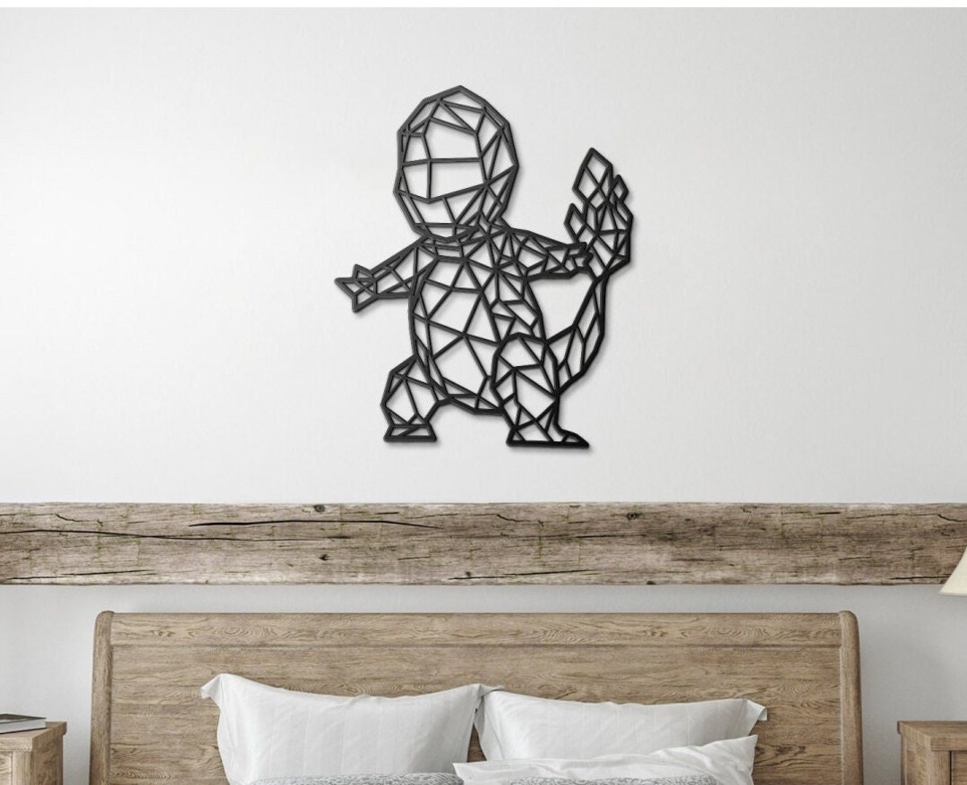 Charmander Metal Wall Art, Pokemon Sign, Home Decor, Geometric Art ...