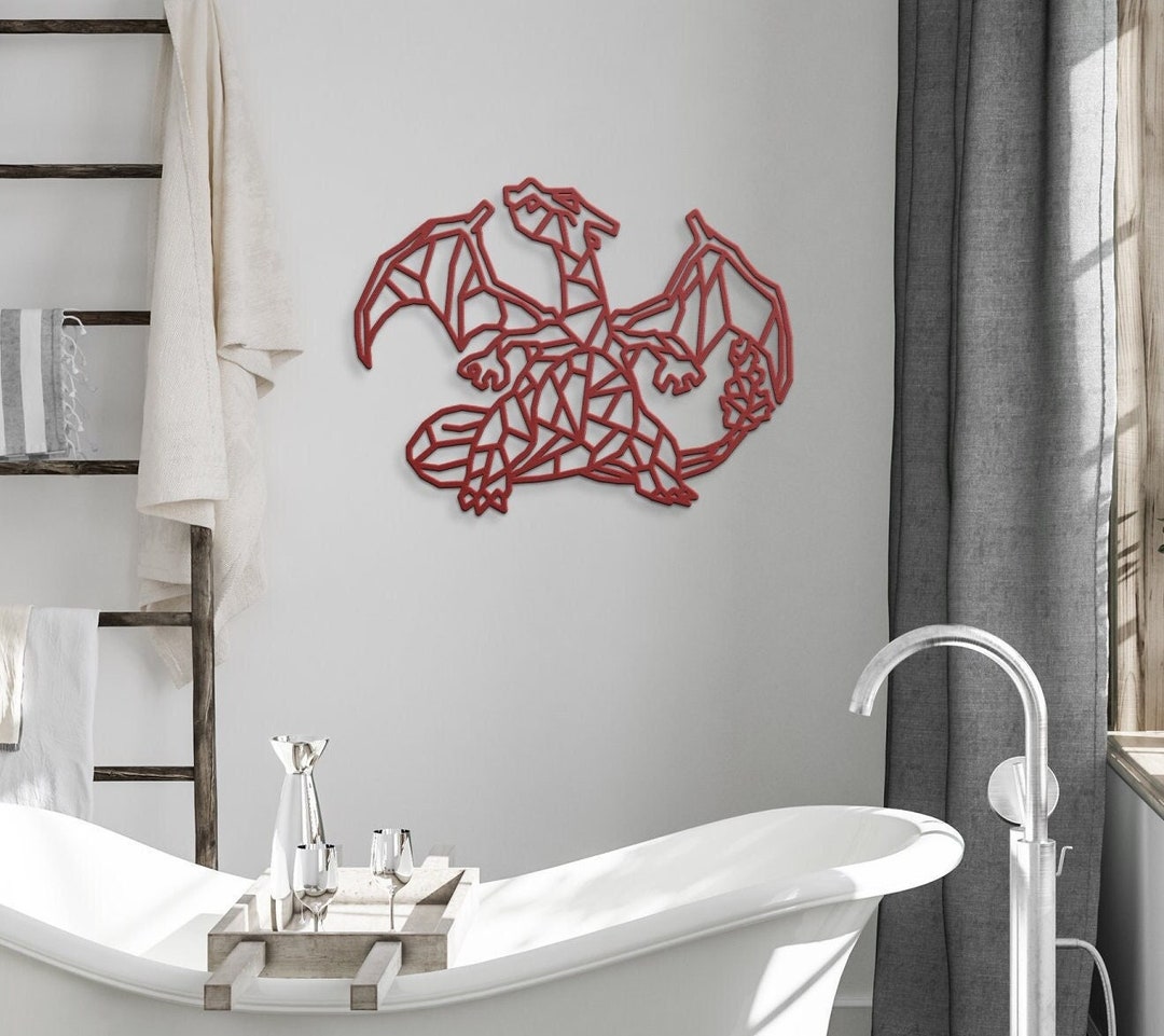 Charizard Metal Wall Art, Pokemon Sign, Versión Pokedex, Decoración del ...