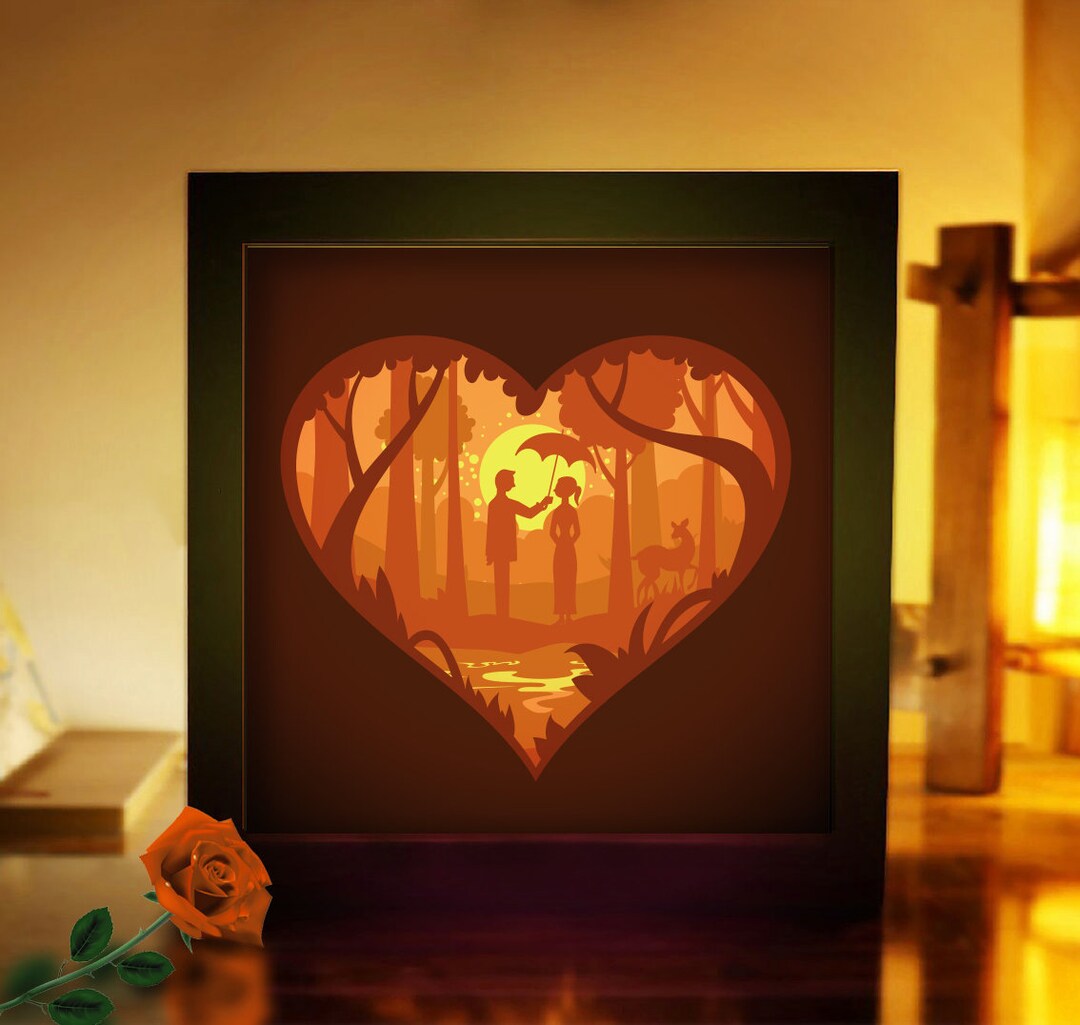 Valentine's Day Shadow Box, Love Light Box Template, SVG Digital ...