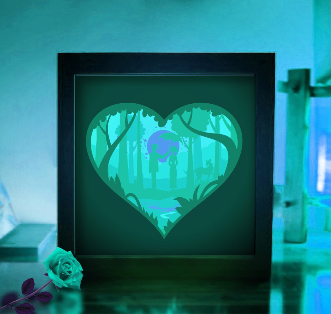 Valentine's Day Shadow Box, Love Light Box Template, SVG Digital ...