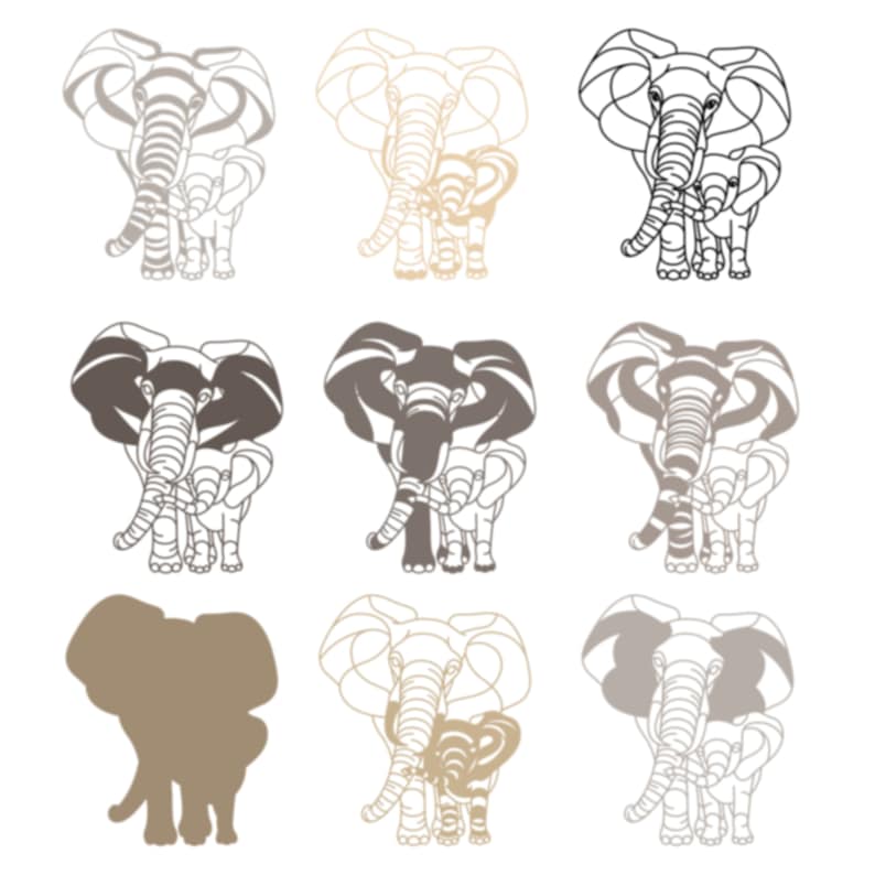 Elephants Mom and Baby SVG 3D Mandala SVG Files Multilayer - Etsy