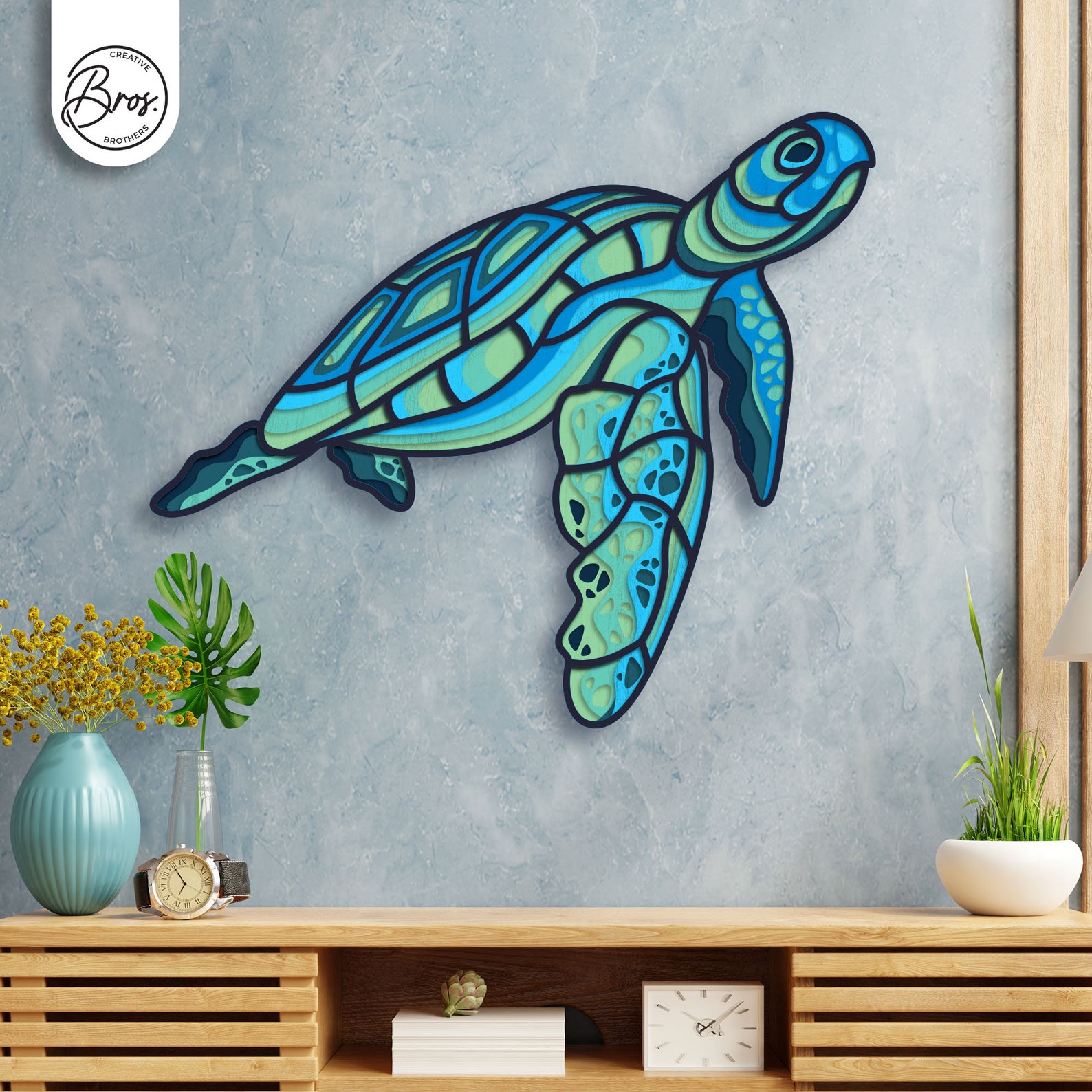 Turtle 3D Mandala SVG Files Sea Turtle Multilayer SVG - Etsy