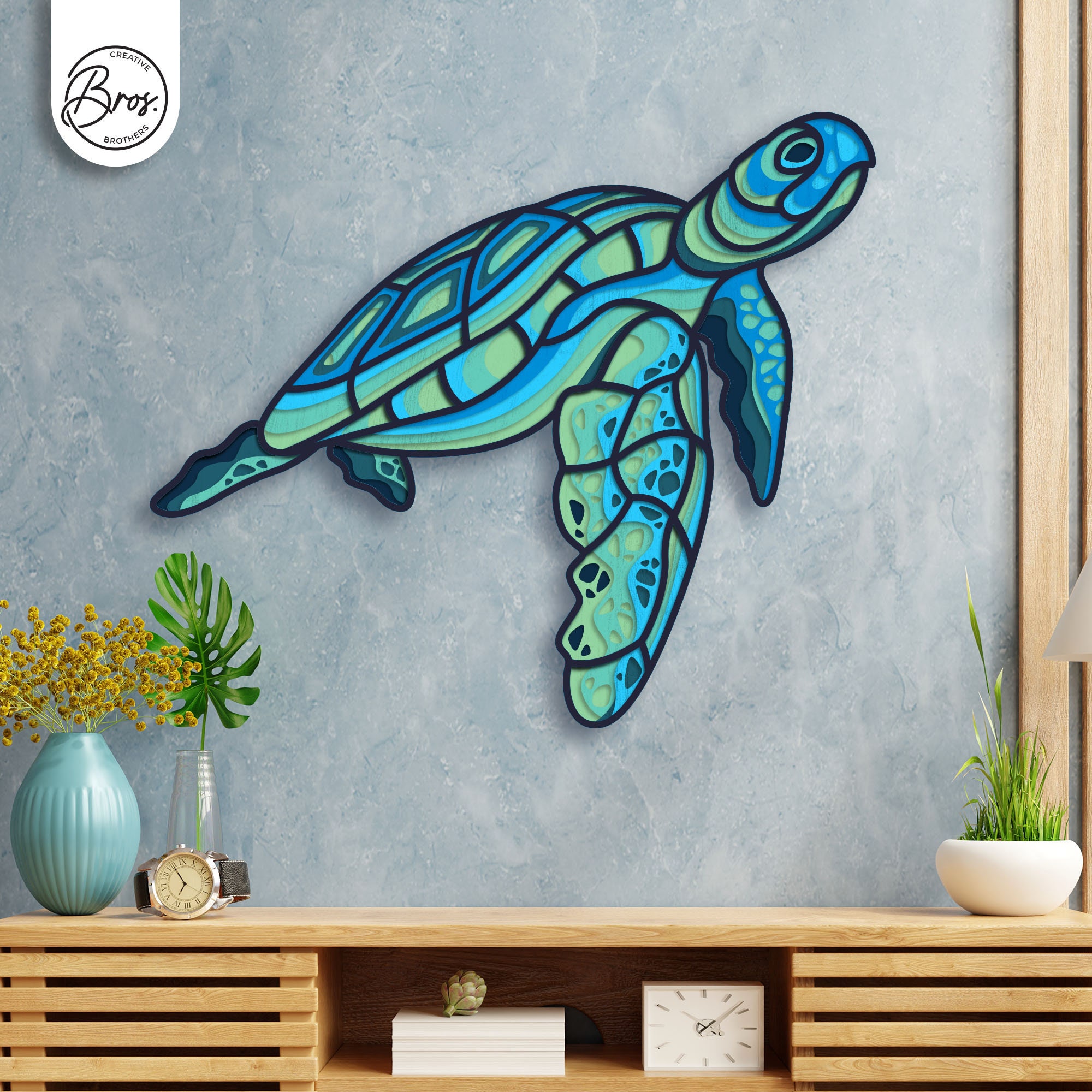 Turtle 3D Mandala SVG Files, Sea Turtle Multilayer SVG, Caretta Cricut ...