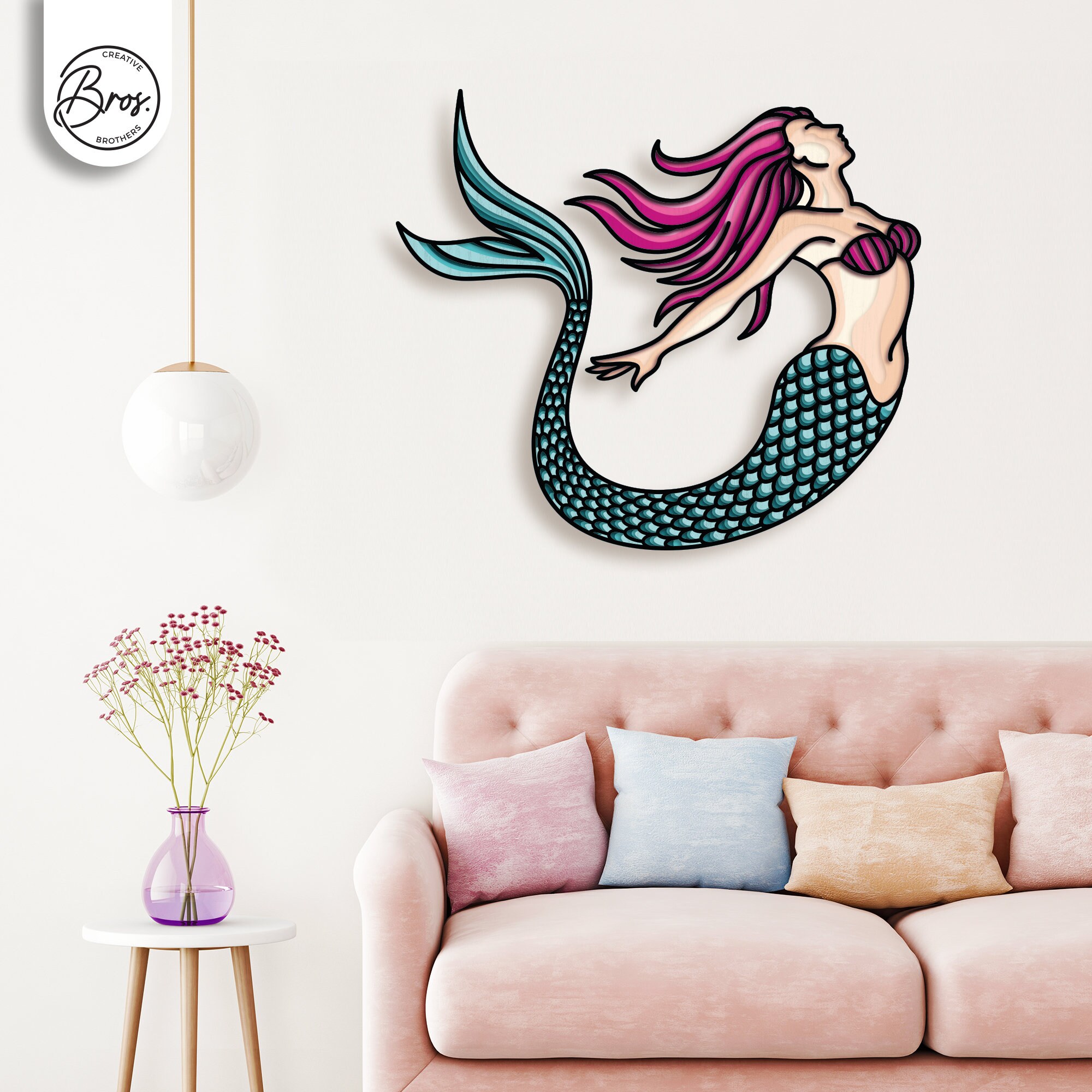Mermaid SVG, Mermaid 3D Mandala SVG Files, Multilayer Panel for Laser ...