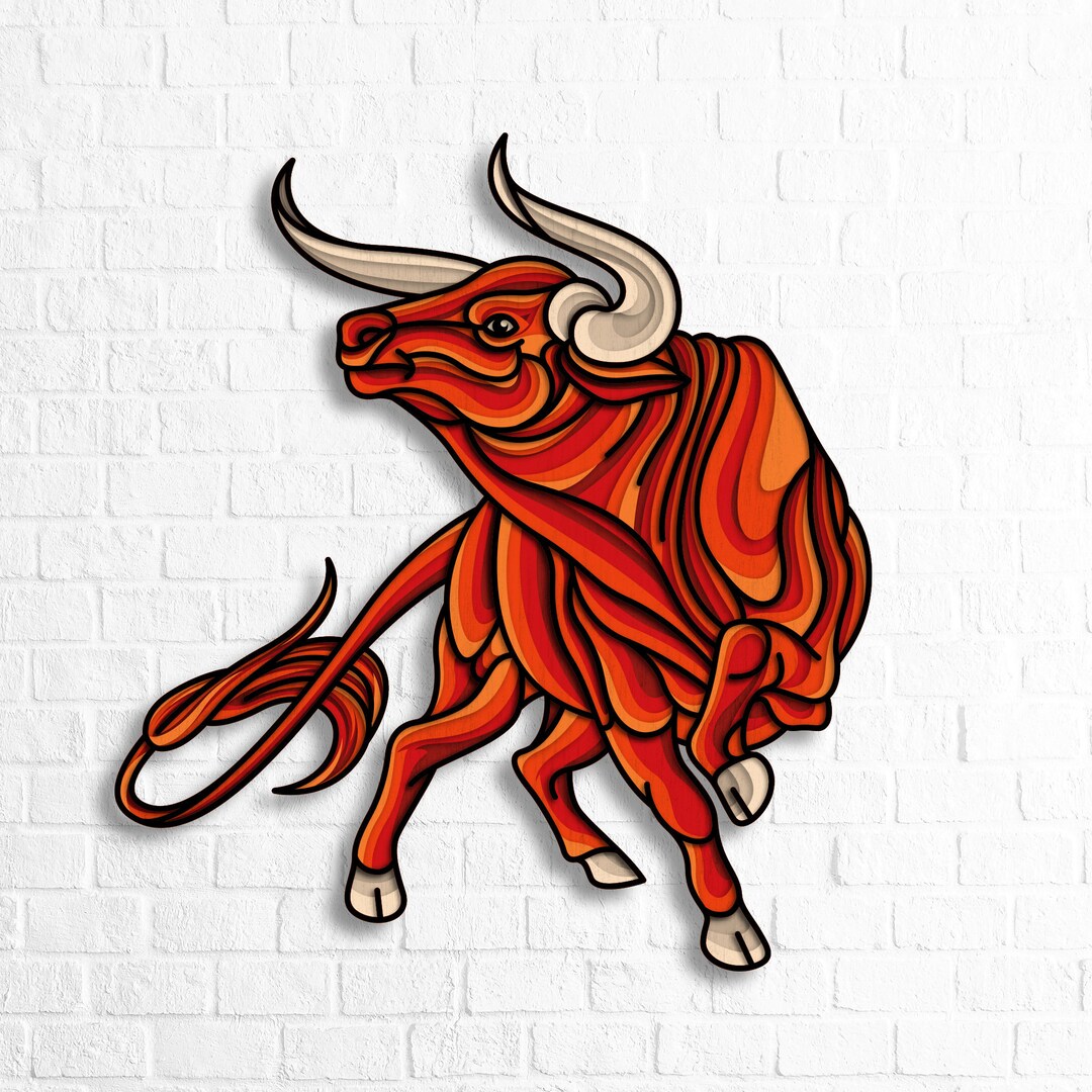 Bull Multilayer SVG, Bull Horns, Layer Art, Plywood Cutting, Bull Wall ...