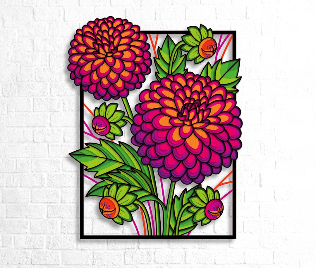 Dahlia Flower Multilayer SVG, Flowers 3D Mandala SVG Files, Multilayer ...