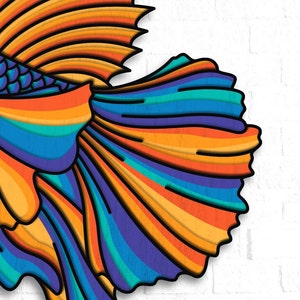 Betta Fish Multilayer SVG, Fish 3D Mandala, Fish Cricut Design, Cricut ...
