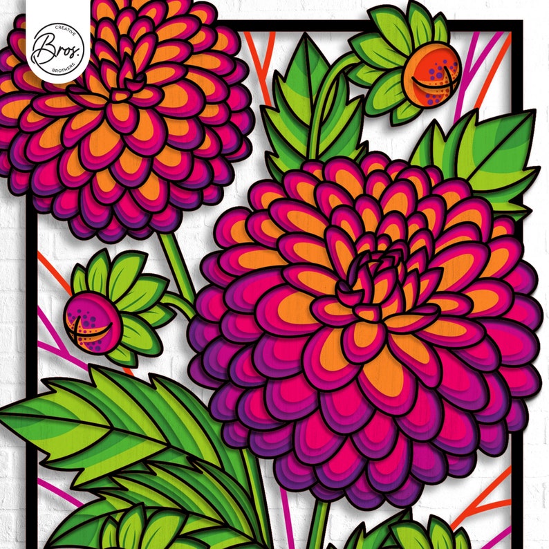 Dahlia Flower Multilayer SVG, Flowers 3D Mandala SVG Files, Multilayer ...