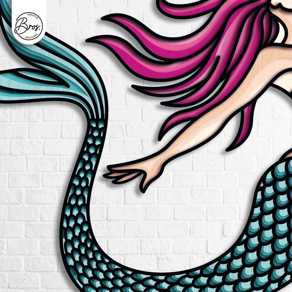 Mermaid SVG, Mermaid 3D Mandala SVG Files, Multilayer Panel for Laser ...