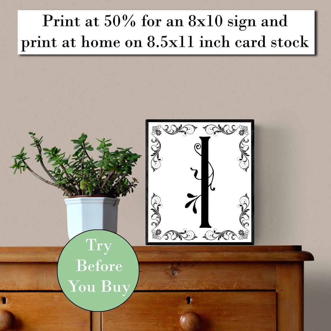 Monogram Letter I, Editable, Printable Custom Initial Print Wall Art ...