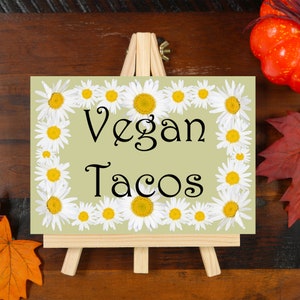 Food, Place, Table Cards 2.5 X 3.5 Inch. Botanical Floral Daisy Custom ...