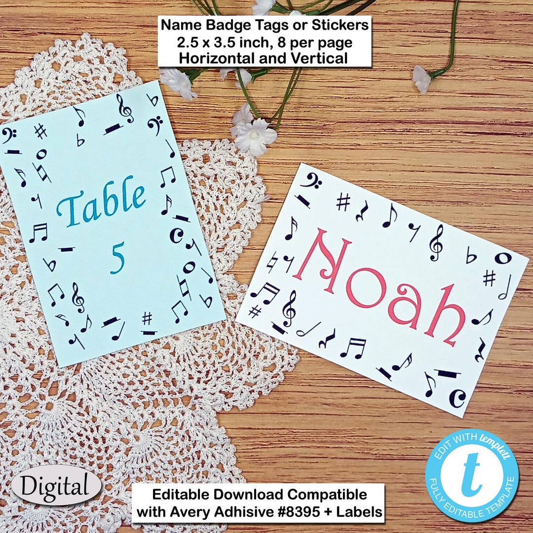 Custom Name Tags, Compatible With Avery Adhesive Name Badges, Editable ...