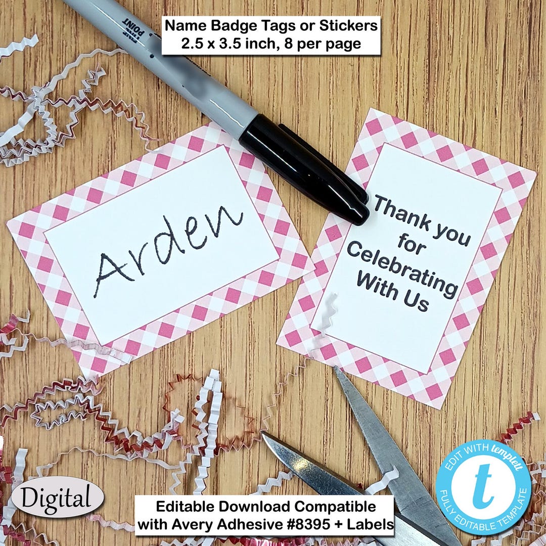 Custom Name Tags, Compatible With Avery Adhesive Name Badges, Editable ...