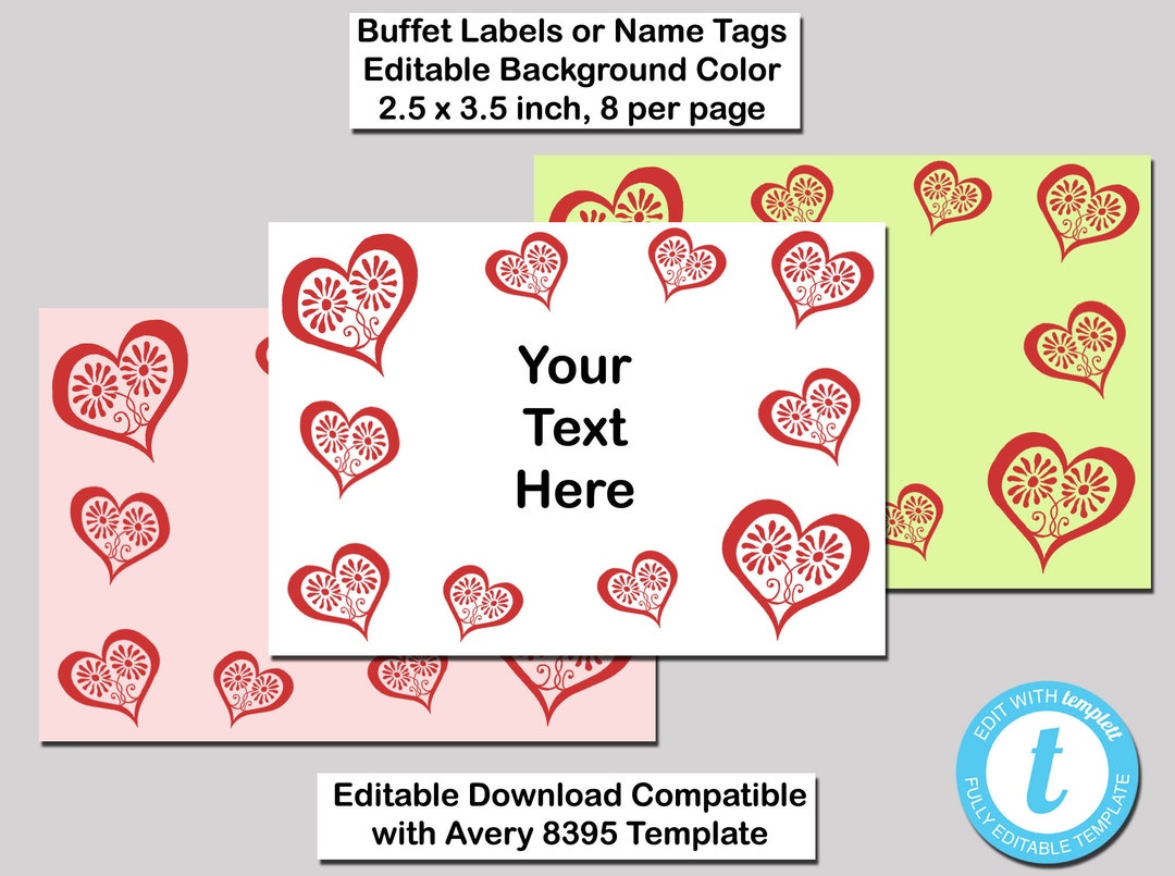 Heart 2.5 X 3.5 Name Tags or Badges Buffet Labels or Place - Etsy