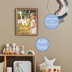 Monogram Letter W, Editable, Printable Custom Initial Print Wall Art ...