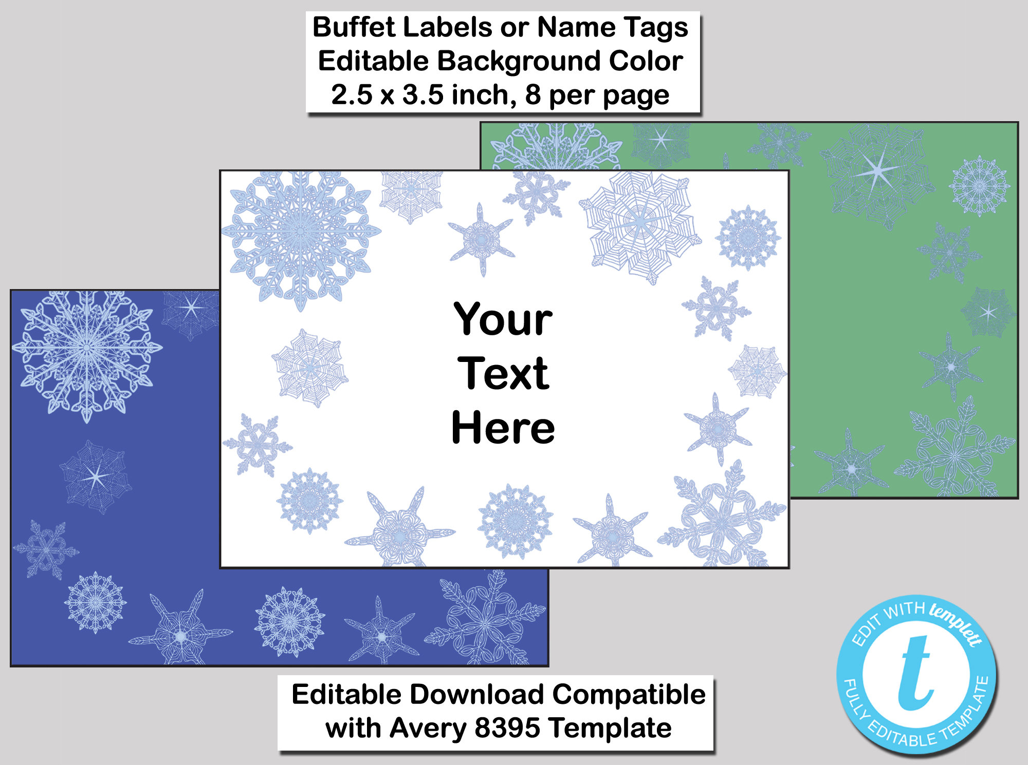 Snowflake Name Tag Template