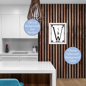 Monogram Letter W, Editable, Printable Custom Initial Print Wall Art ...