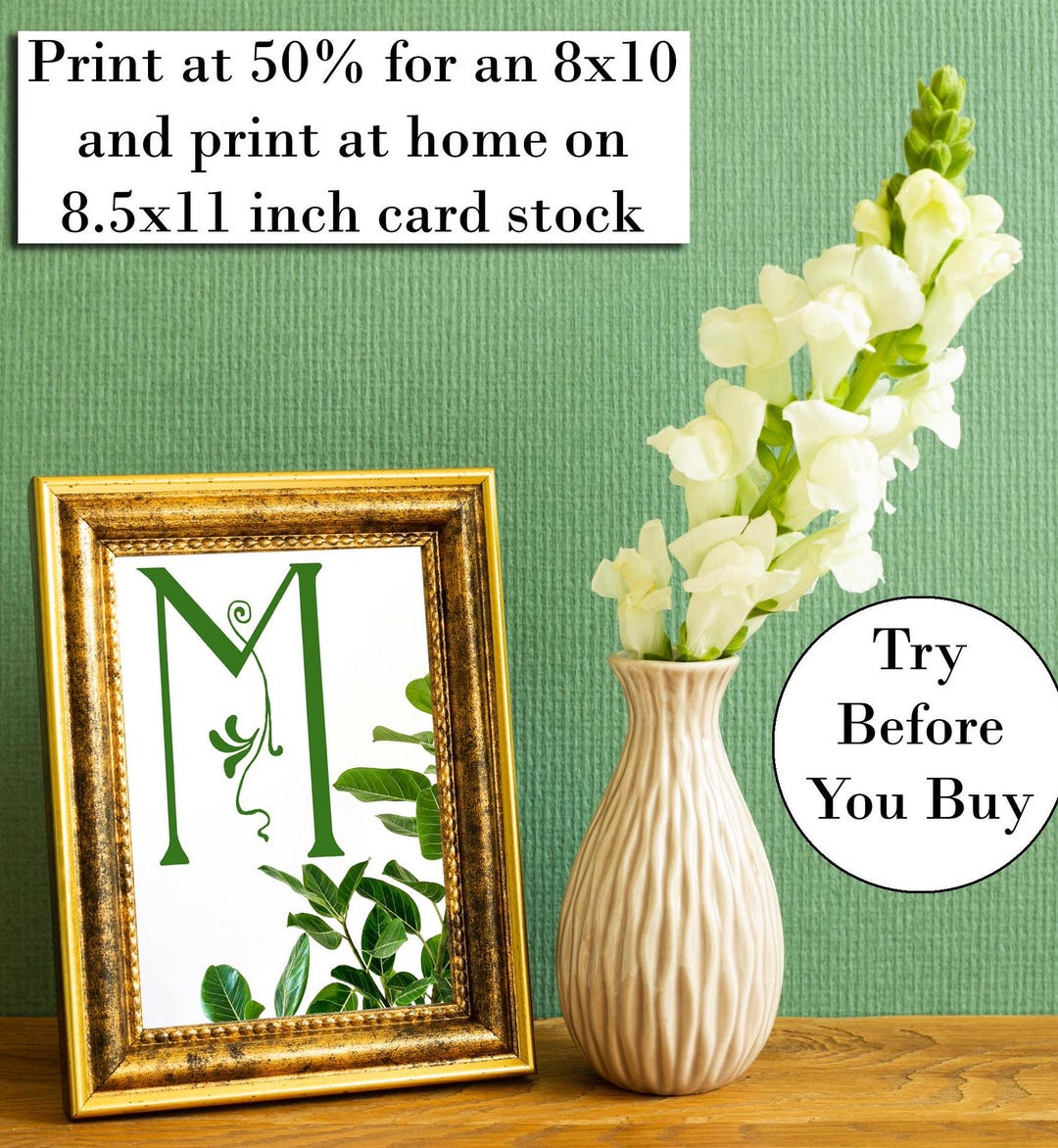 Monogram Letter M, Editable, Printable Custom Initial Print Wall Art ...