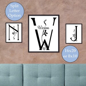 Monogram Letter W, Editable, Printable Custom Initial Print Wall Art ...