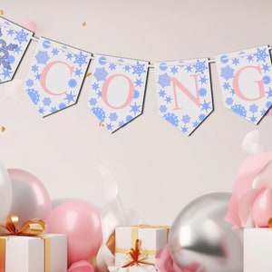 10-inch Editable Banner, Frosty Snowflake Custom Bunting Pennant ...