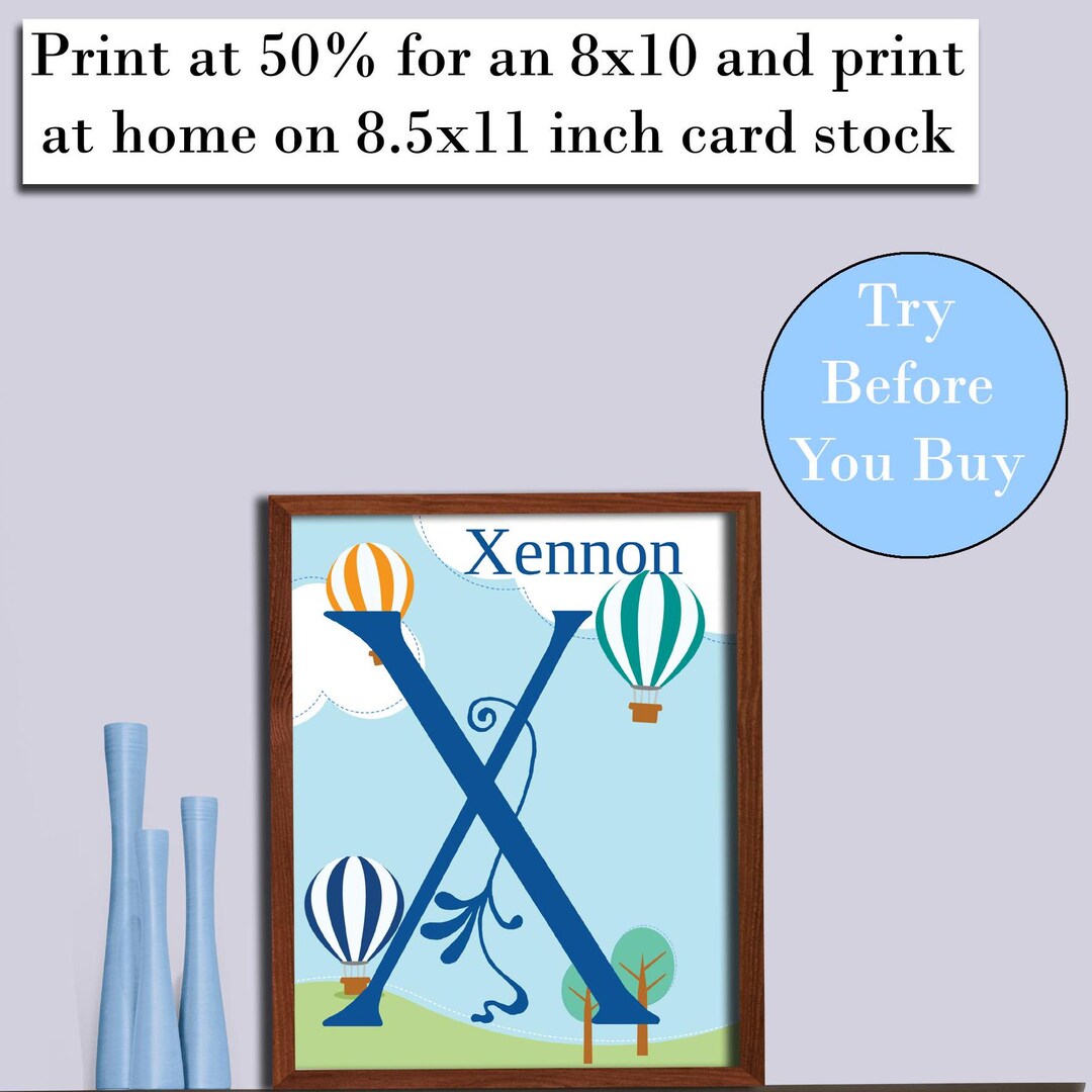 Monogram Letter X, Editable, Printable Custom Initial Print Wall Art ...