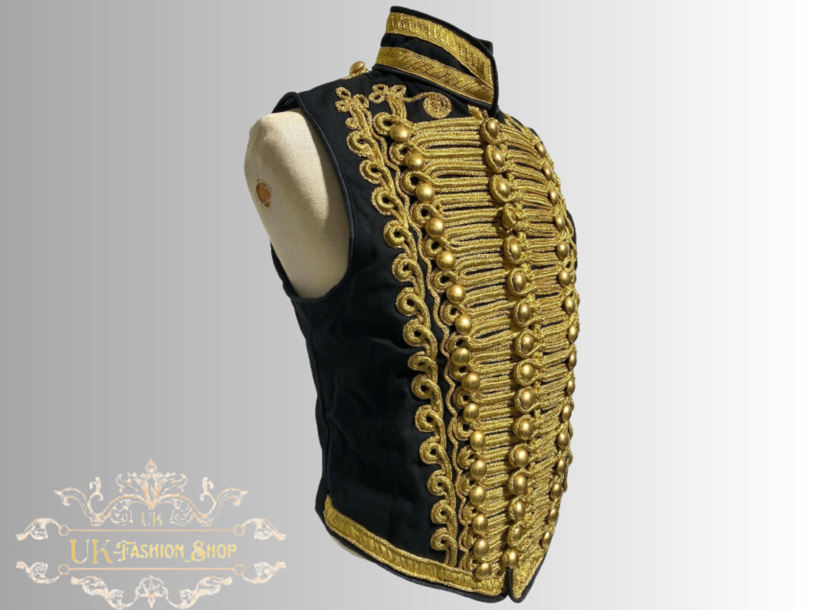 Men's Hussars Ceremonial Military Army Black With Gold Braiding, Tunic ...