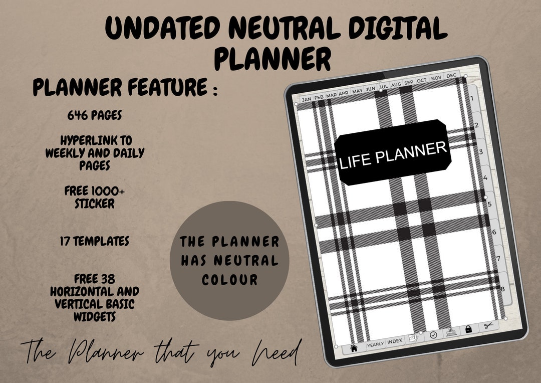 Digital Planner, Neutral Digital Planner, Life Planner, Undated Digital ...