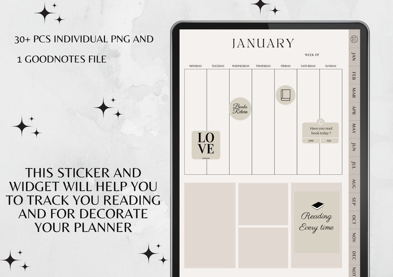 Reading Digital Sticker Reading Widget Reading Sticker for - Etsy