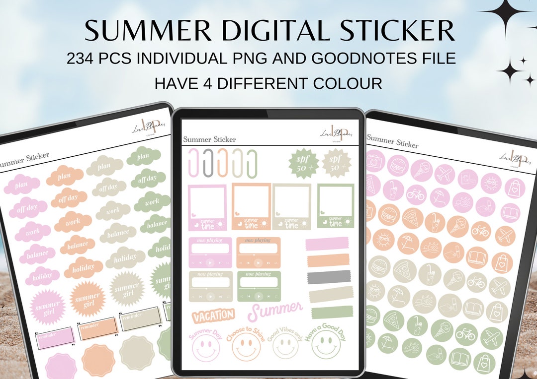Summer Digital Sticker, Digital Sticker, Sticker for Digital Planner ...