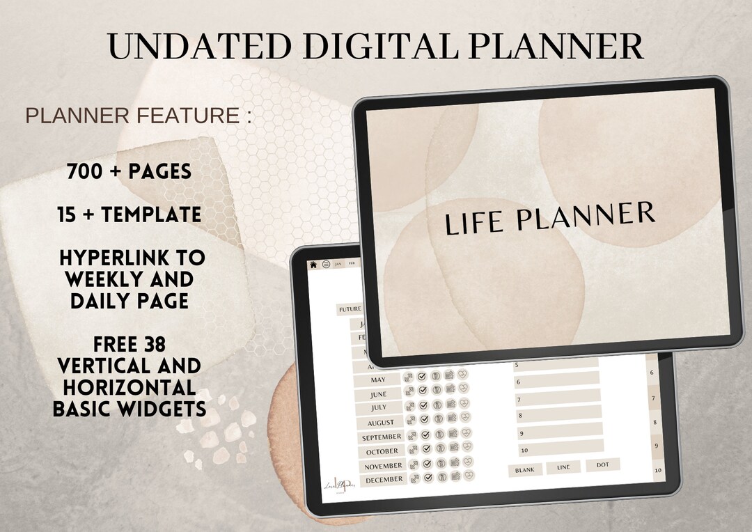 Digital Planner, Undated Digital Planner, Undated Horizontal Digital ...