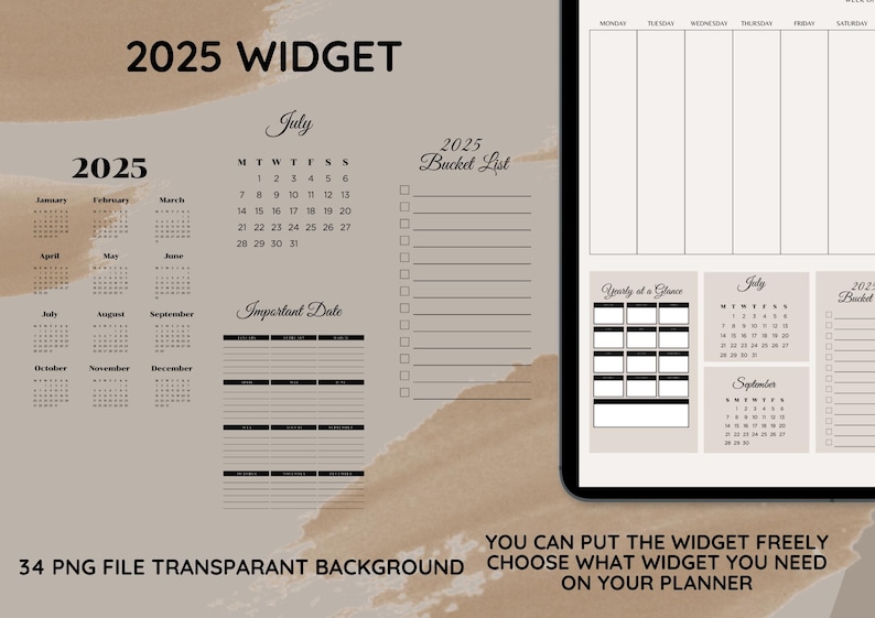 2025 Planner Widget, Digital Sticker (PNG) - Etsy