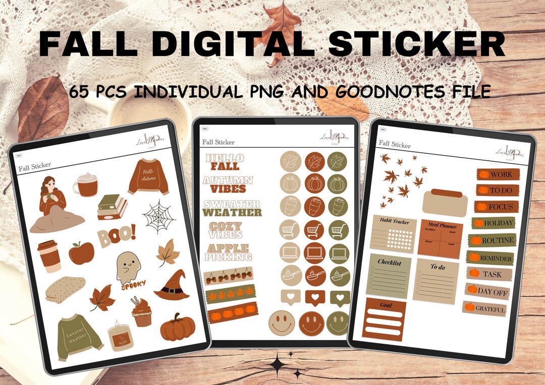 Fall Digital Stickers, Autumn Digital Sticker, Digital Sticker Digital ...