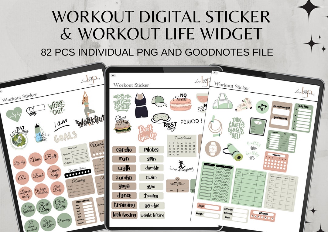 Workout Digital Stickers, Fitness Planner, Goodnotes Stickers, Workout ...