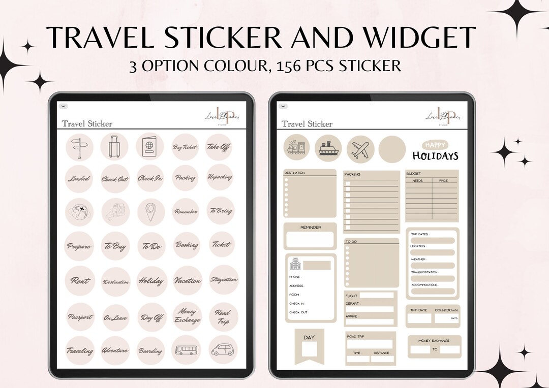 Travel Digital Sticker and Widget, Traveling Digital Sticker, Traveling ...
