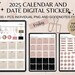 2025 Calendar Sticky Notes Digital Stickers for Planner (PNG and ...