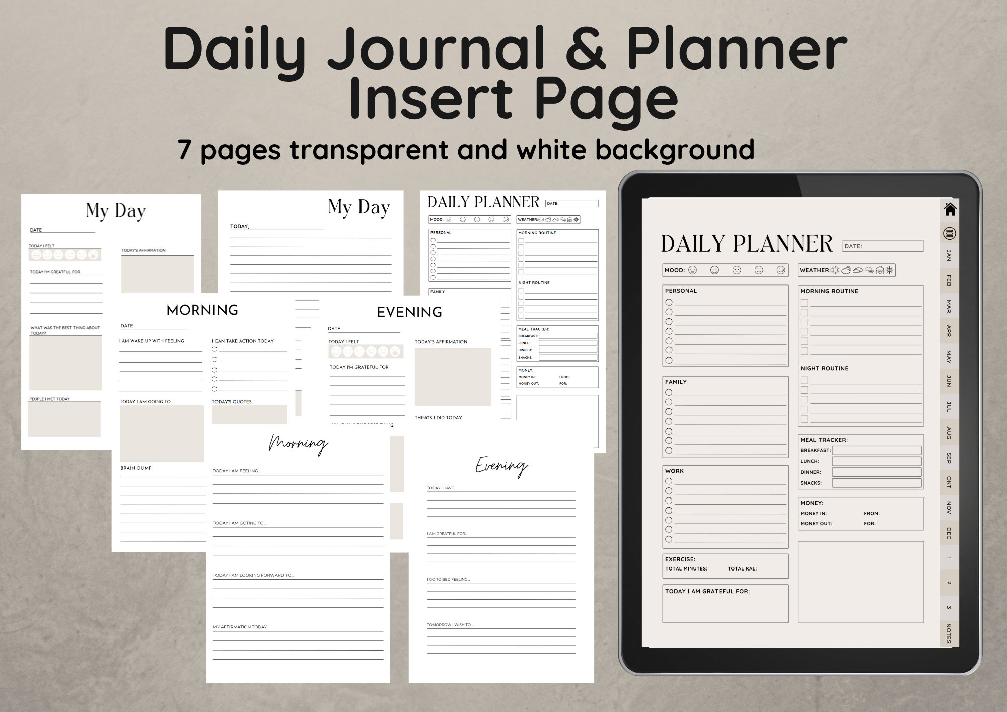 Daily Journal and Daily Planner Insert Page Insert Page - Etsy