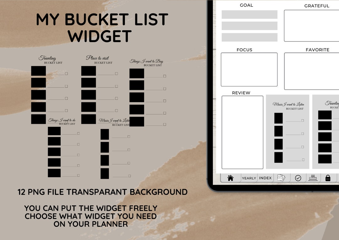 My Bucket List Widget, Life Widget, Widget, Customised Planner ...