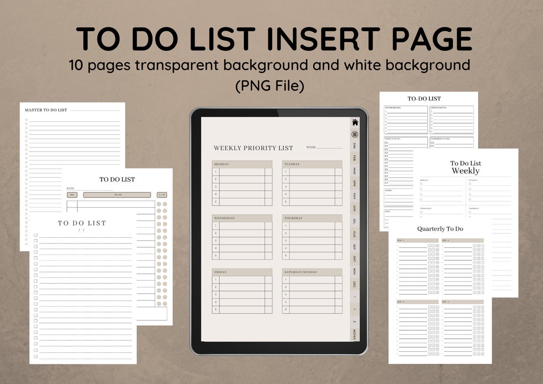 To Do List Insert Page, to Do List Digital Planner Template, Customised ...