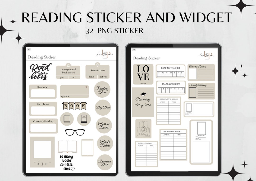 Reading Digital Sticker, Reading Widget, Reading Sticker for Digital ...