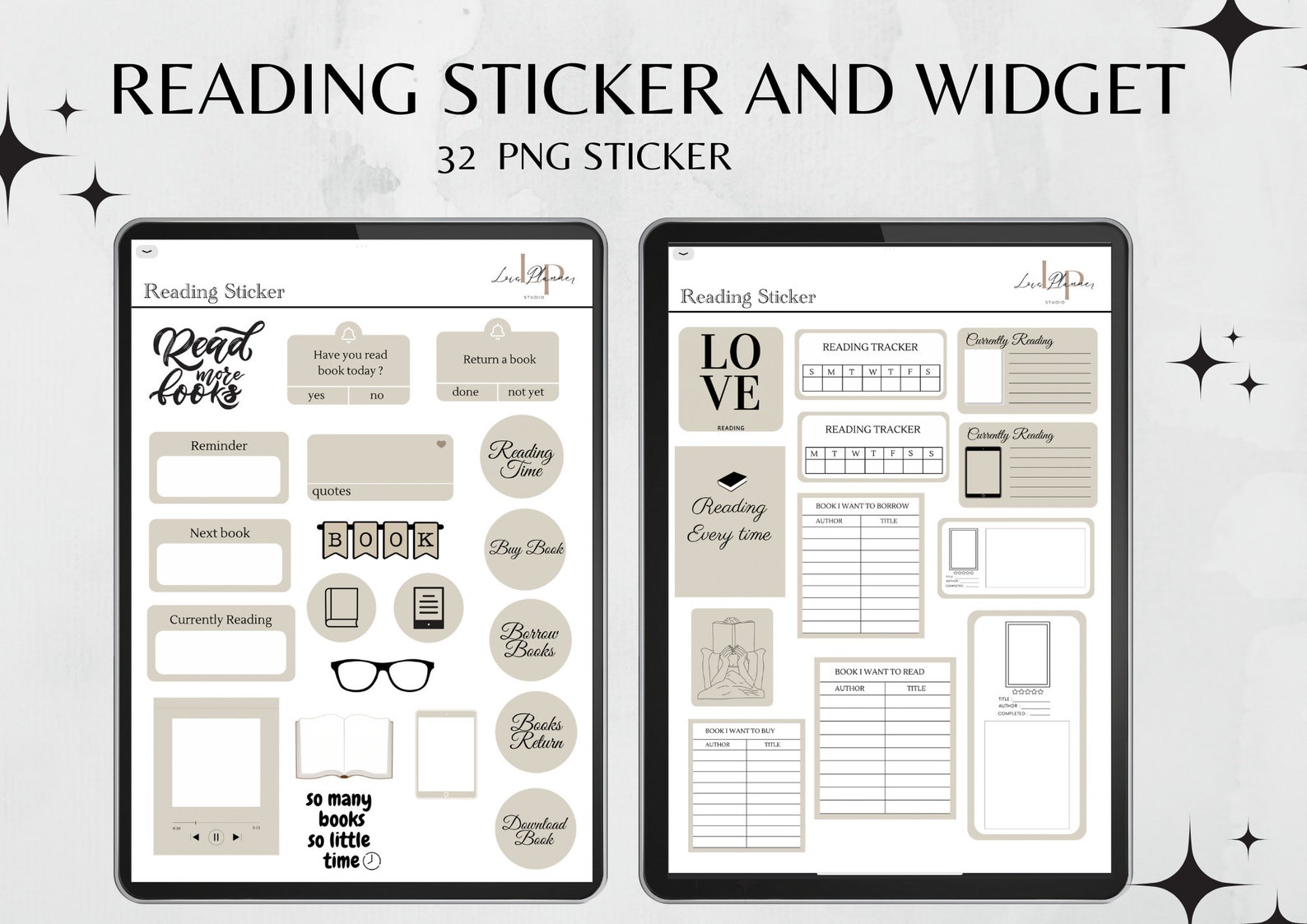 Reading Digital Sticker Reading Widget Reading Sticker for - Etsy