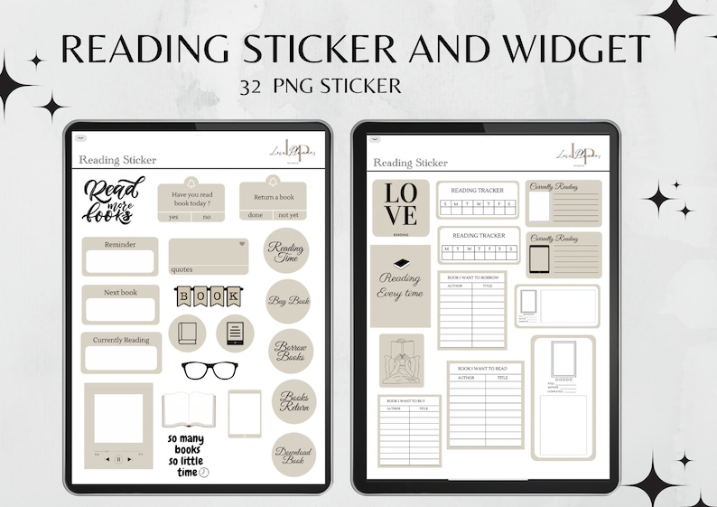 Reading Digital Sticker Reading Widget Reading Sticker for - Etsy