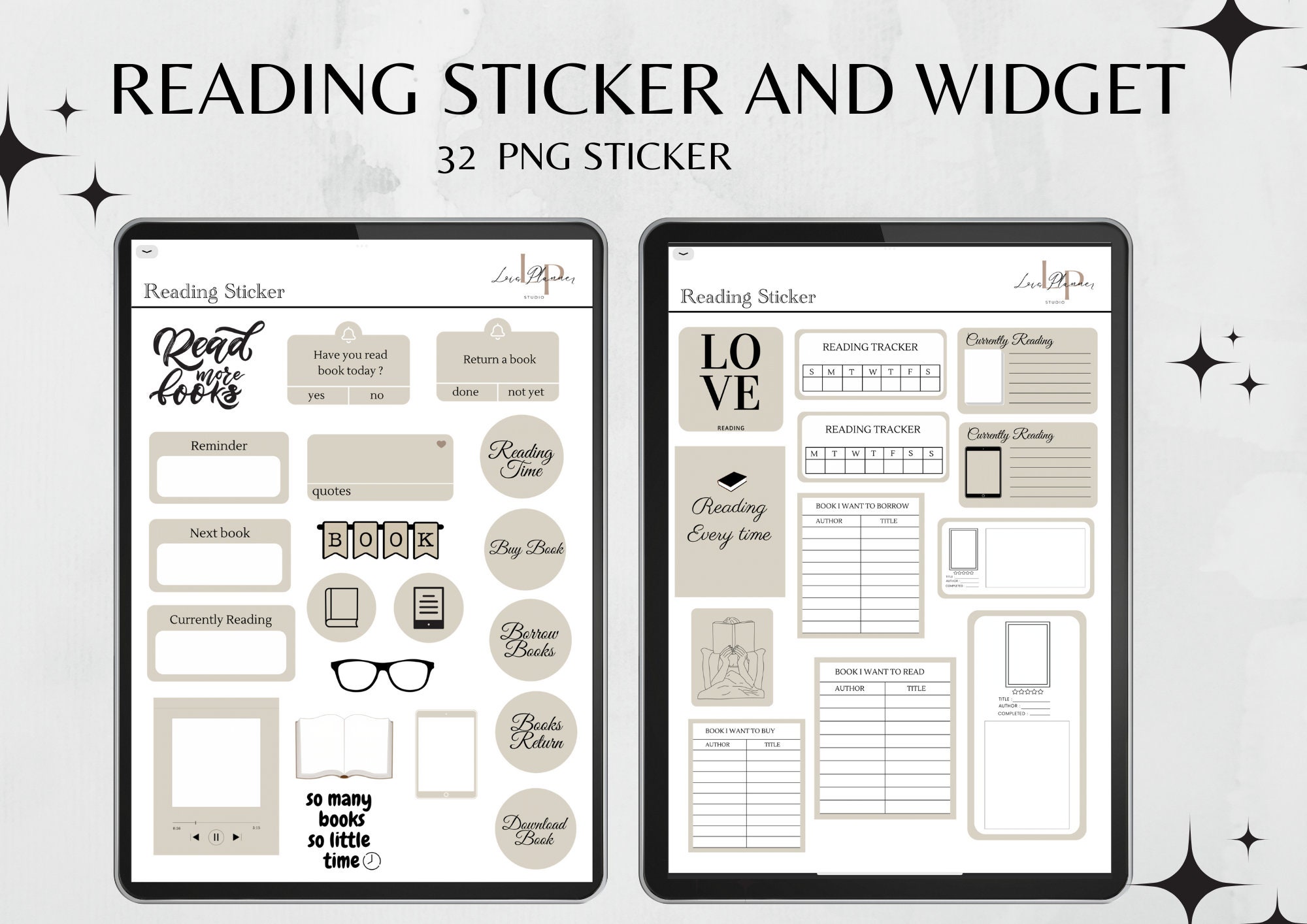 Reading Digital Sticker, Reading Widget, Reading Sticker for Digital ...