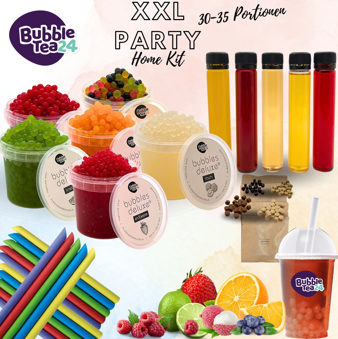 Popping Boba DIY Bubble Tea Home Kit Geschenkbox XXL Party 30-35 Portionen á 500ml - Etsy.de
